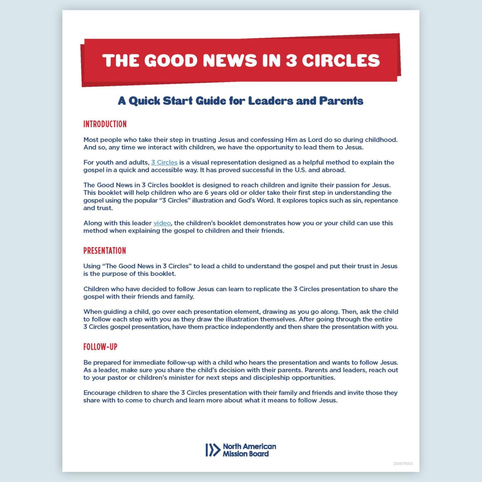 The Good News in 3 Circles Leader/Parent Guide - North American Mission ...