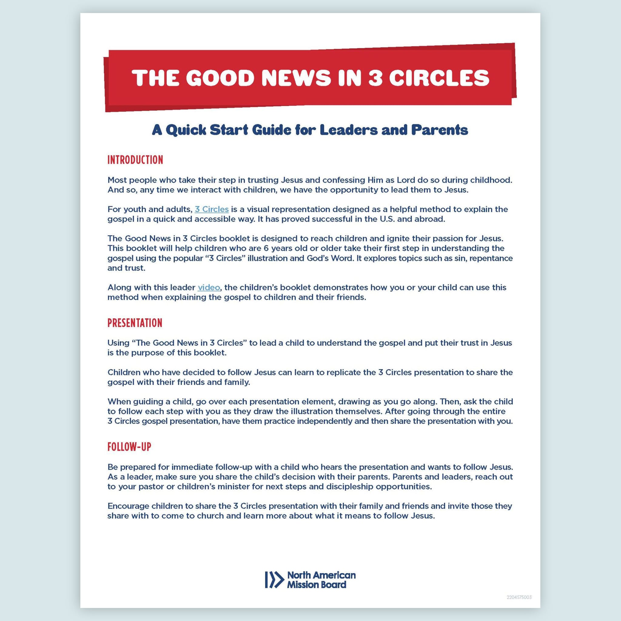 The Good News in 3 Circles Leader/Parent Guide - North American Mission ...
